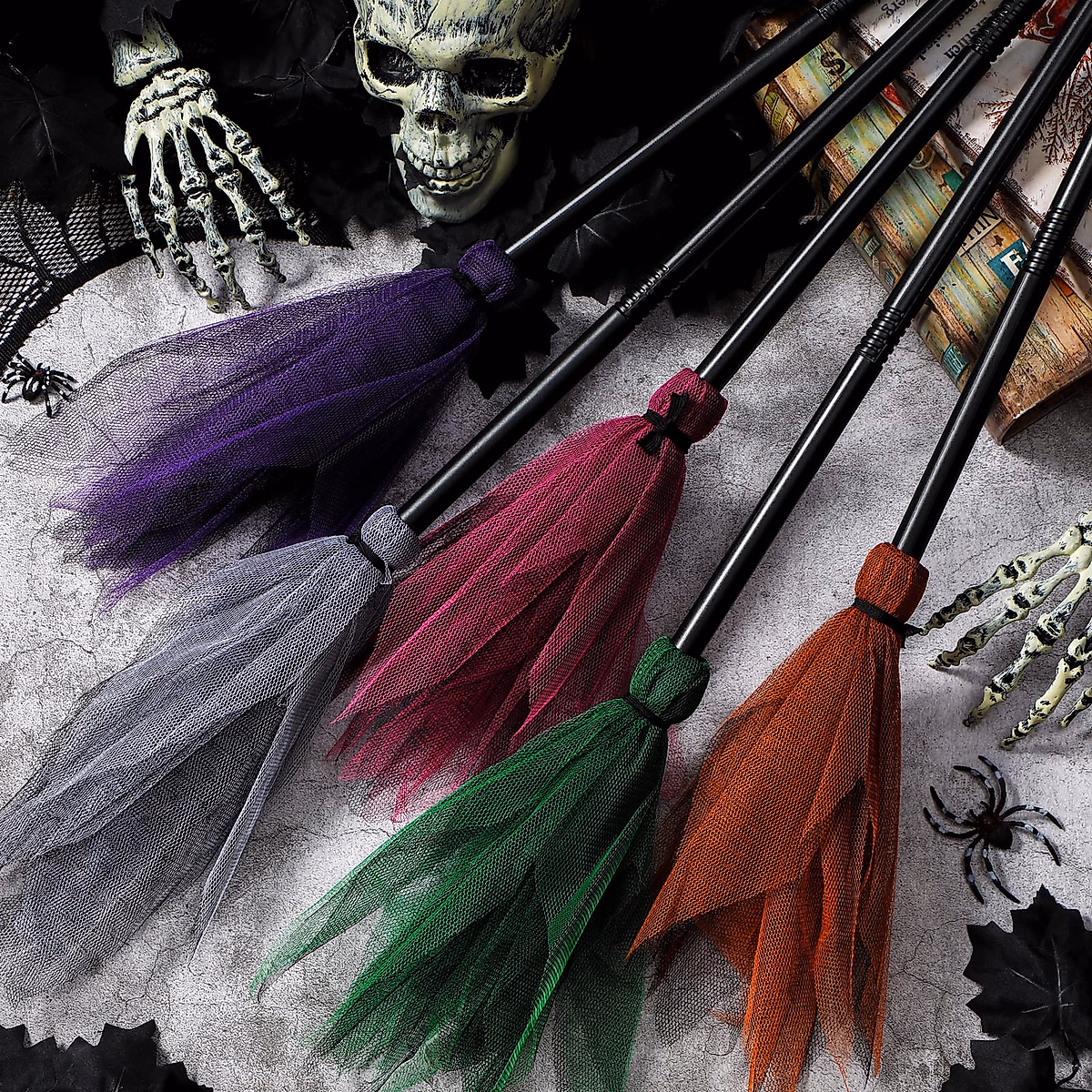 Libima 10 Pcs Halloween Witch Broom Wizard Witch Stick Flying Plastic Witches Broomstick Kids Witch Supplies for Halloween Party Cosplay Broom Props Masquerade Dress up Costume Decoration Accessory