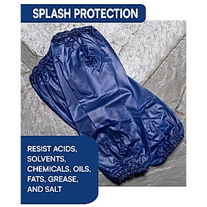 Truline (Pack of 12 Pairs) Blue Vinyl Arm Sleeve Waterproof Disposable PVC Oversleeves for Cooking, Painting, and Chemical Resistance - 18 Inches with Elastic Ends