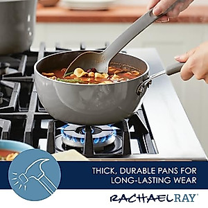 Rachael Ray Cook + Create Nonstick Saucier Pan/Saucepan, 3 Quart, Gray