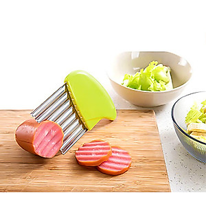 Crinkle Cutter Stainless Steel Potato Carrot Chip Vegetable Crinkle Wavy Chopper Cutter French Fry Slicer