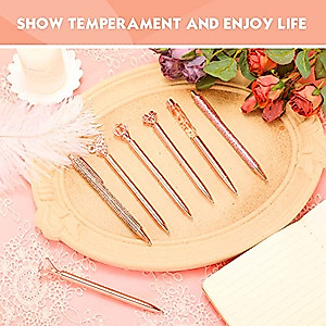 Estune 12 Pcs Diamond Pens Metal Liquid Sand Glitter Ballpoint Pen Set Girly Crystal Pen Women Ballpoint Pens Black Ink Ball Point Pen Gifts for Office School Wedding Party Desk Supplies (Rose Gold)