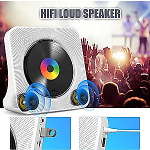 Gueray CD Player Portable Bluetooth Desktop CD Player for Home CD Player with Timer Built-in HiFi Speakers with LCD Screen Display Home Audio Boombox FM Radio USB Type-c MP3 Music Player