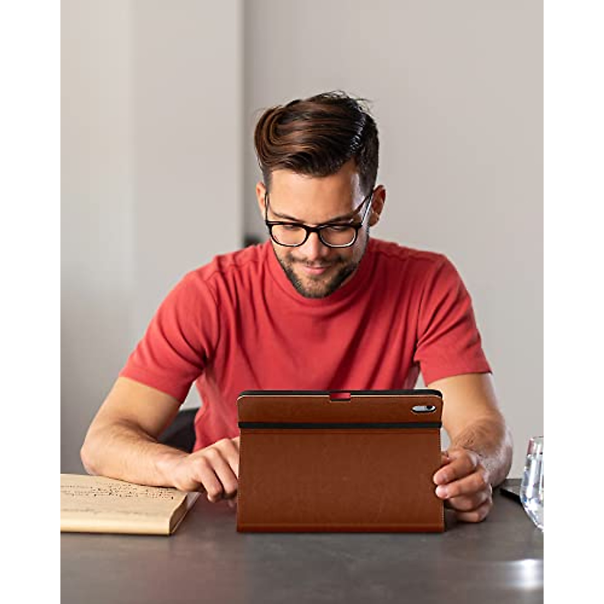 DTTO for New iPad Air 5th/4th Generation Case 2022/2020 with Pencil Holder, Premium Leather Business Folio Stand Cover [2nd Pencil Charging] - Multiple Viewing Angles for iPad Air 10.9", Dark Brown