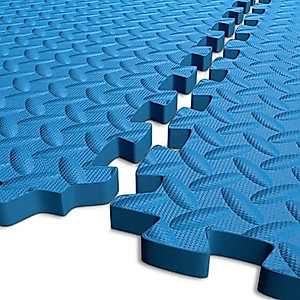 Epic Fitness Foam Gym Floor Tiles - Interlocking Floor Mats for Home Gym - Non-Slip Noise-Dampening Eva Foam Squares (6 Pack)