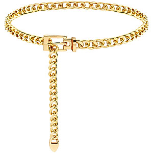 BAOKELAN Chain Belt for Women Chunky Waist Chain Belts for Dresses Gold 110CM