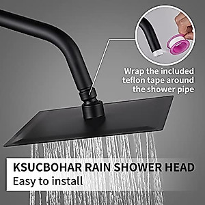 KSUCBOHAR Shower Head, 8 Inch High Pressure Rain Shower Head, Pressure Boosting Shower Head, Awesome Shower Experience, Stainless Steel Rainfall Shower Head (Square Black)