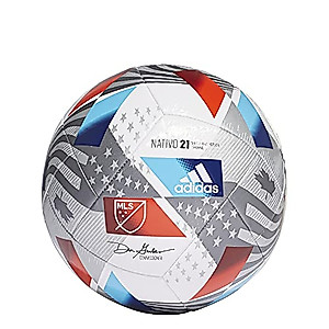 adidas Soccer Unisex-Adult MLS Training Ball, White/Iron Metallic/Silver Metallic/Pantone, 5, 1pcs,