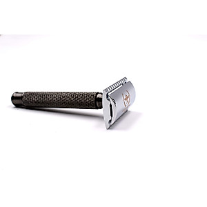 Caesar Gun Metal Safety Razor by Roman Empire Shaving with Set of 20 Shaving Blades (Astra-Derby-Shark-Treet)