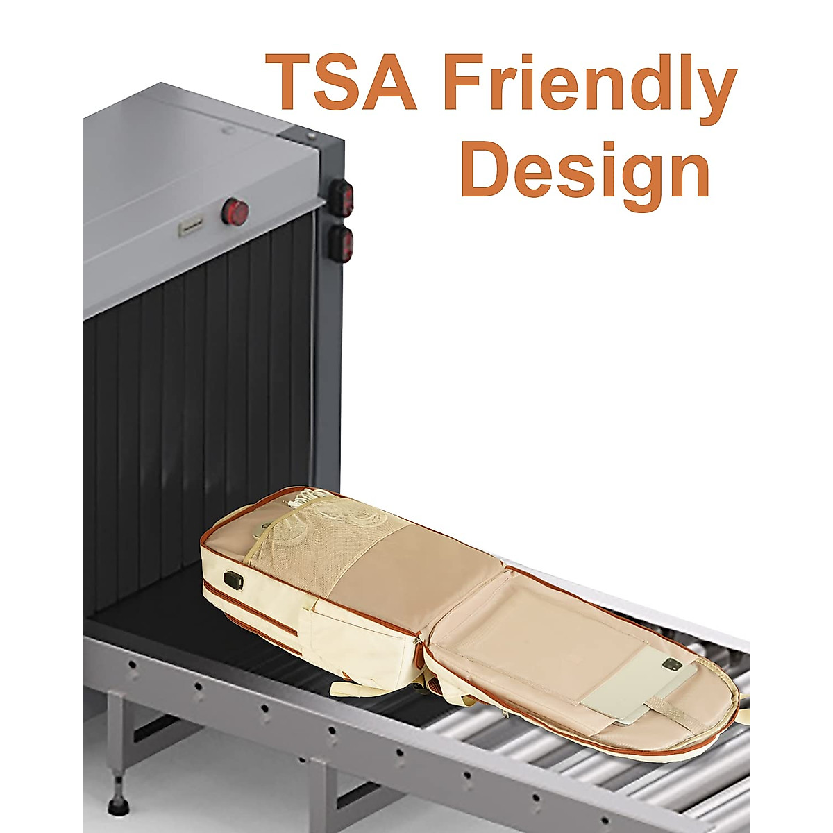 17 inch Travel Laptop Backpack for Women, TSA Friendly 40L Large Computer Backpack with USB Charging Port, Anti Theft Business Backpack Waterproof Carry on Daypack School College Bookbag, Beige