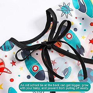 PandaEar Open Pocket Long Sleeve Bib 3-Pack Waterproof Crumb Catcher Apron