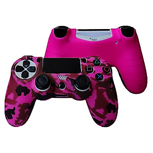 Hikfly Silicone Gel Controller Cover Skin Protector Compatible for PS4/PS4 Slim/PS4 Pro Controller (1 x Controller Cover with 8 x FPS Pro Thumb Grip Caps)(Peach)
