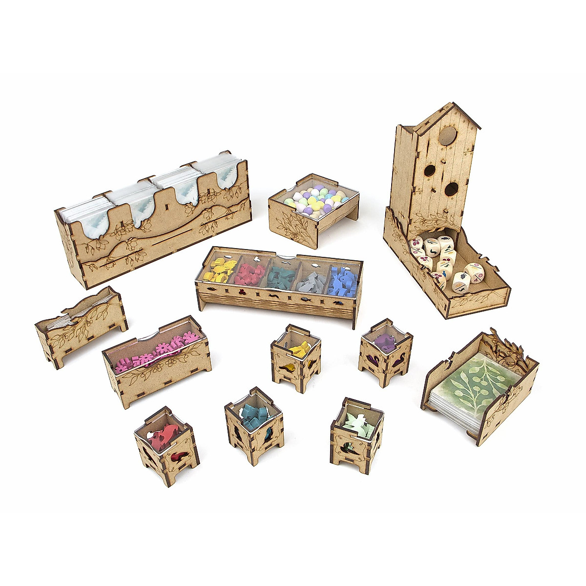 TowerRex Board Game Organizer for Wingspan Board Game Box, Wingspan Expansion, Wingspan European Expansion, Wingspan Oceania Expansion, Wingspan Eggs, Wing Span Board Game, Not for Asia Extension