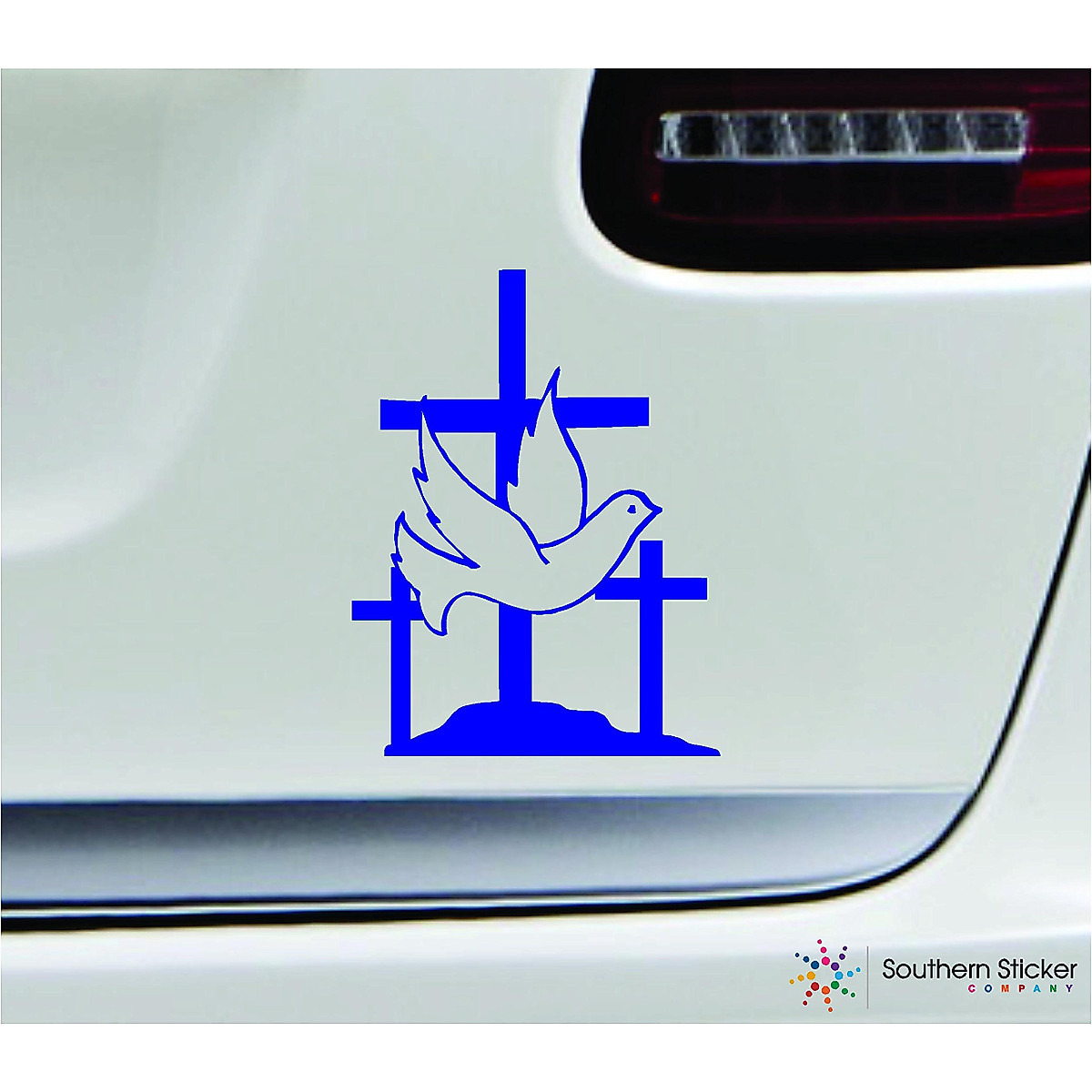 Holy Trinity Dove and Cross 5.2x3.9 Blue America United States Color Sticker State Decal Vinyl - Made and Shipped in USA