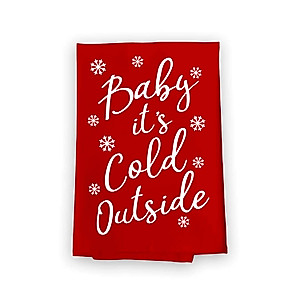 Honey Dew Gifts, Baby It's Cold Outside, Cotton Flour Sack Towel, 27 x 27 Inch, Made in USA, Christmas Dish Towels, Red Hand Towels, Christmas Kitchen Decor, Christmas Couple Gifts