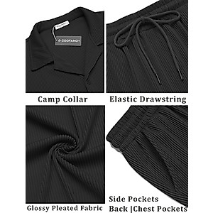 COOFANDY Men's 2 Pieces Shirt Sets Short Sleeve Casual Button Down Hippie T-Shirts Shorts Sets Summer Fashion Beach Outfits