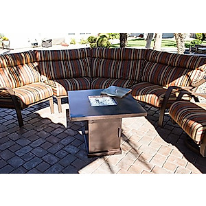 Hiland GSF-PR-PC Propane Fire Pit, 42,000 BTU, Stainless Steel Lid w/Fire Glass, Square, Hammered Bronze