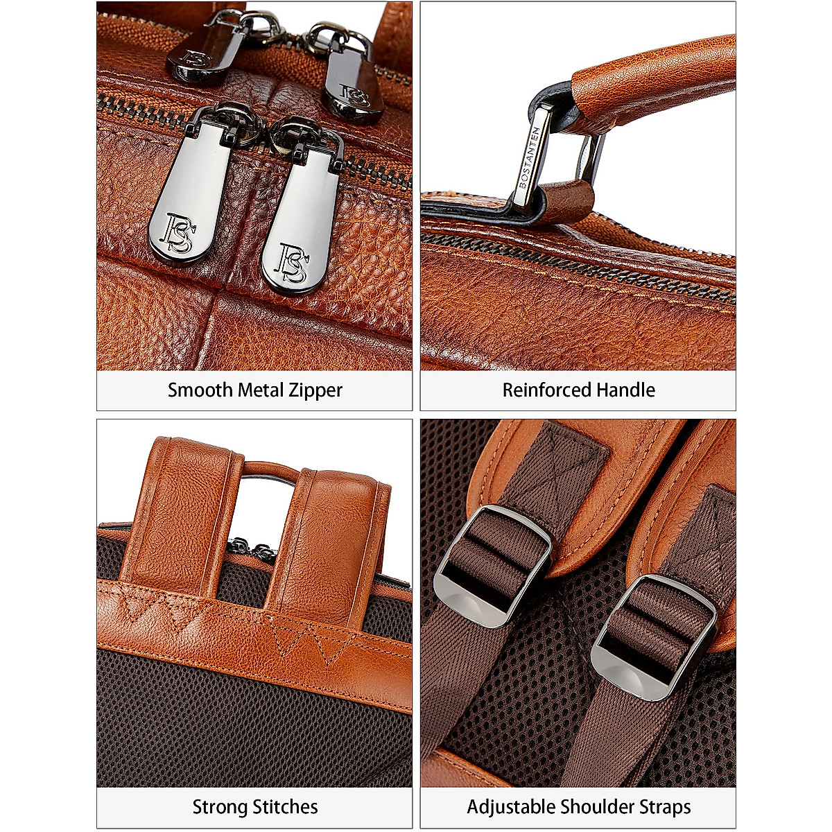 BOSTANTEN Men Vintage Leather Backpack 15.6 inch Laptop Backpack Travel Casual Bag Large Capacity Shoulder Bag