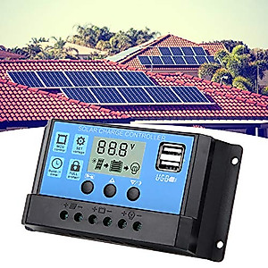 Solar Charge Controller 40A Automatic PWM LCD Solar Charging Regulator PV System Connection with Dual USB Output