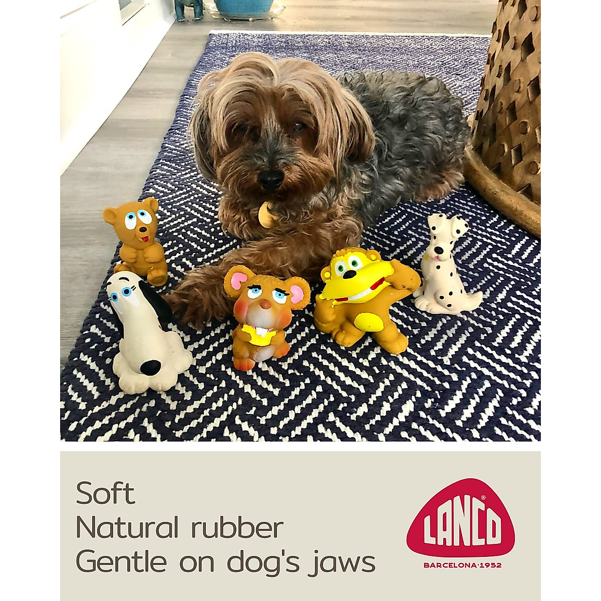 Set 5 Extra Small Squeaky Toys for Dogs Small Breeds Puppy Tiny Dogs Natural Rubber (Latex) Freem from Harmful Chemicals Hanpainted (Toys May Vary)