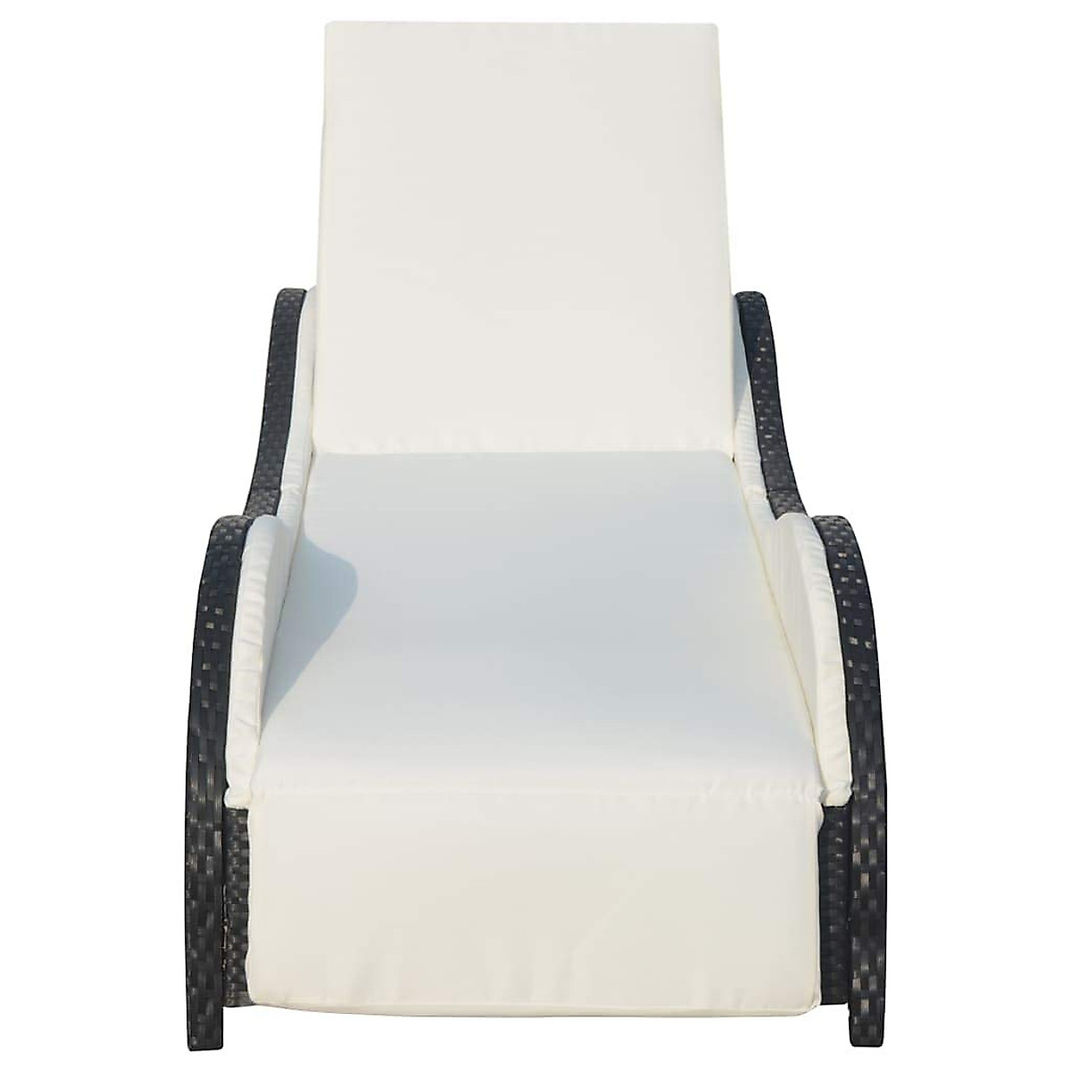 vidaXL Sun Lounger with Cushion, Black Poly Rattan - Stylish and Comfortable Patio Furniture with Adjustable Backrest and Weather-Resistant Material