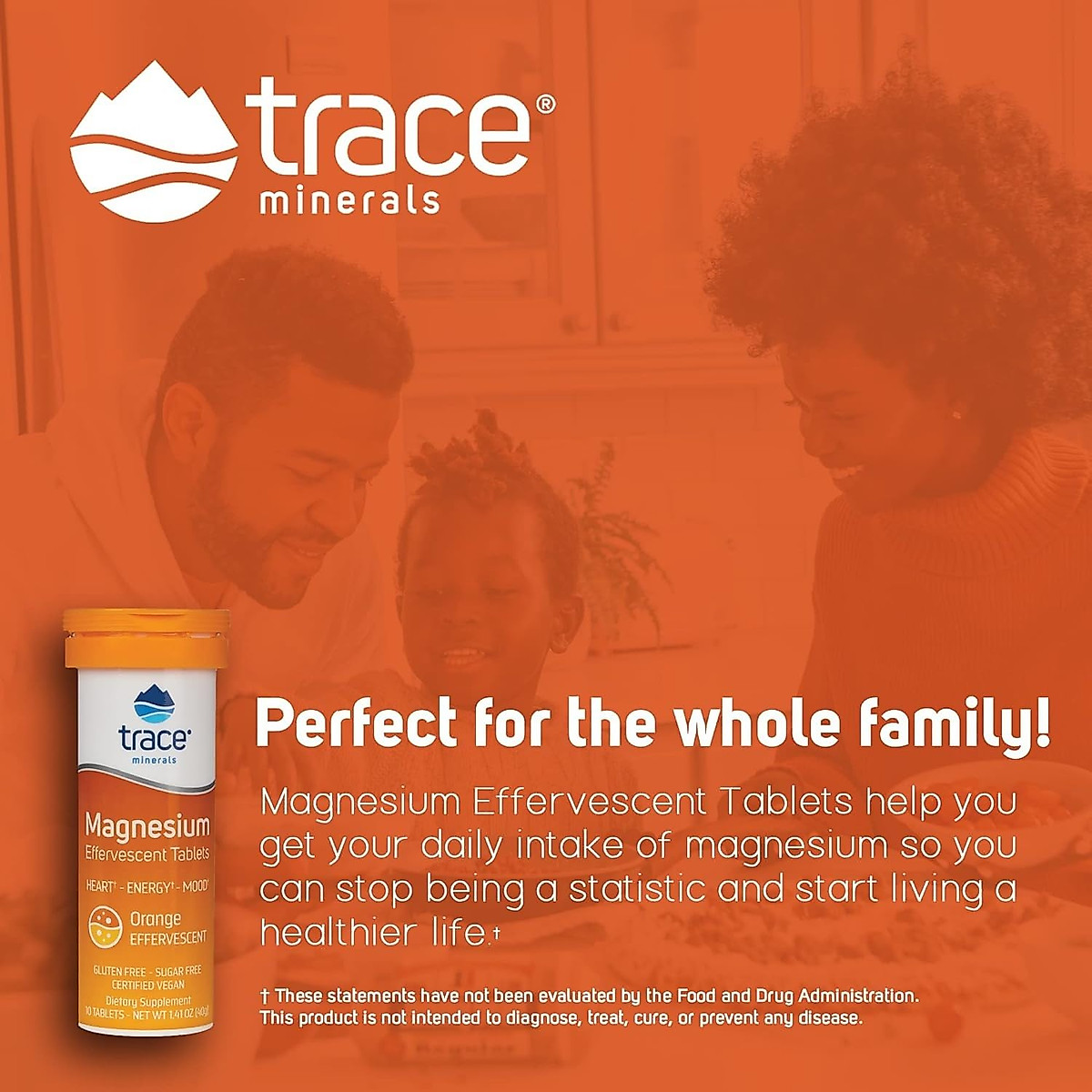 Trace Minerals Magnesium Effervescent - Bone & Circulatory Health Support Supplement - Magnesium Supplement to Aid Cardiovascular Health & Positive Outlook - Orange, 8 Containers (80 Servings)