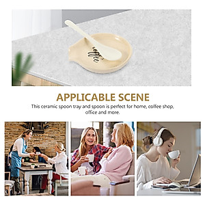 Cabilock 1 Set Ceramic Spoon Rest Spoon Rest for Kitchen Soup Spoon Rest Ceramic Kitchen Utensil Coffee Spoon Small Spoon Rest Coffee Cups Ceramic Spoon Holder Ceramics Delicate Spatula