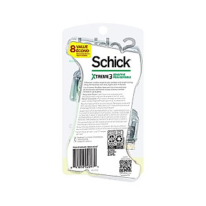 Schick Xtreme 3 Sensitive Skin Disposable Razors for Men, 8 Count (Pack of 3) Packaging may Vary