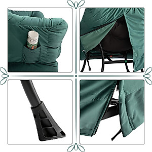 HollyHOME Modern Fabric Large Lazy Chair, Accent Oversized Comfy Reading Chair, Thick Padded Cozy Lounge Chair with Armrest, Leisure Sofa Chair for Living Room, Bedroom, Dorm, Dark Atrovirens