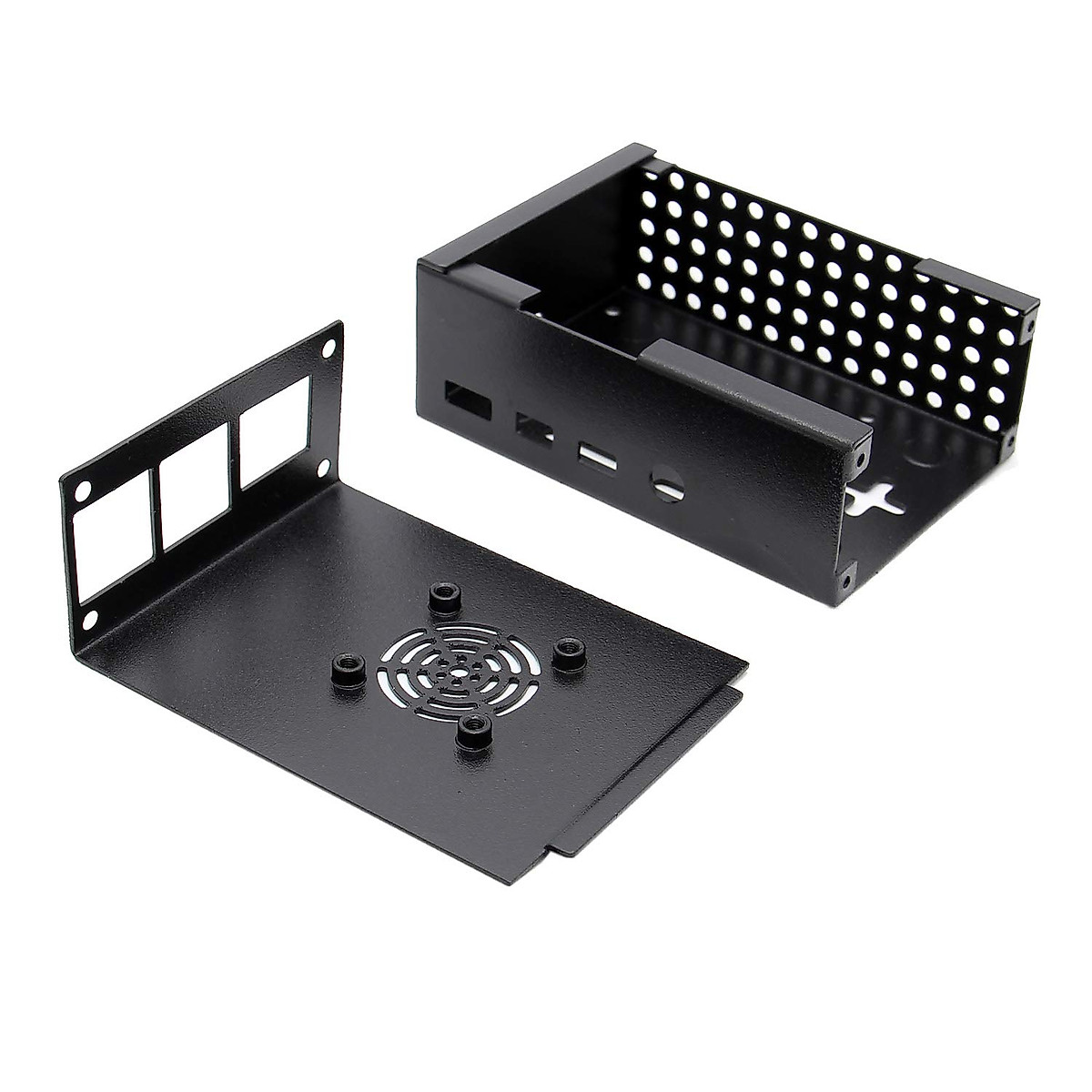 RICHEN Raspberry Pi 4 Case, Pi 4B Metal Case,Raspberry Pi 4 Model B Protective Metal Case with Cooling Fan and 3PCS Aluminum Heatsinks Compatible with Raspberry Pi 4B Computer Only (PI4B-CFH)