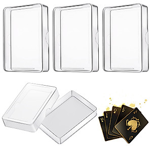 Grevosea 3Pcs Clear Playing Card Boxes, Playing Card Case Snaps Closed Card Holder Organizer Plastic Card Deck for Gaming Cards, Business Card Storage 3.7 X 2.6 X 0.83 Inch