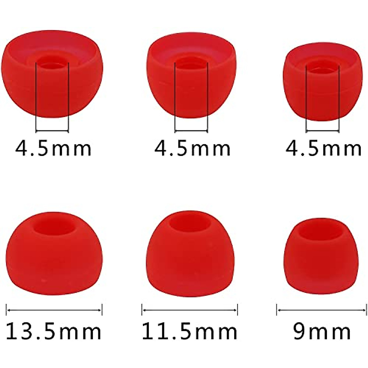 ALXCD Ear Tips Compatible with Beats Studio Buds, S M L 3 Sizes 6 Pairs Soft Silicon Earbuds Tips Eartips, Replacement for Beats Studio Buds, 6 Pairs, Red