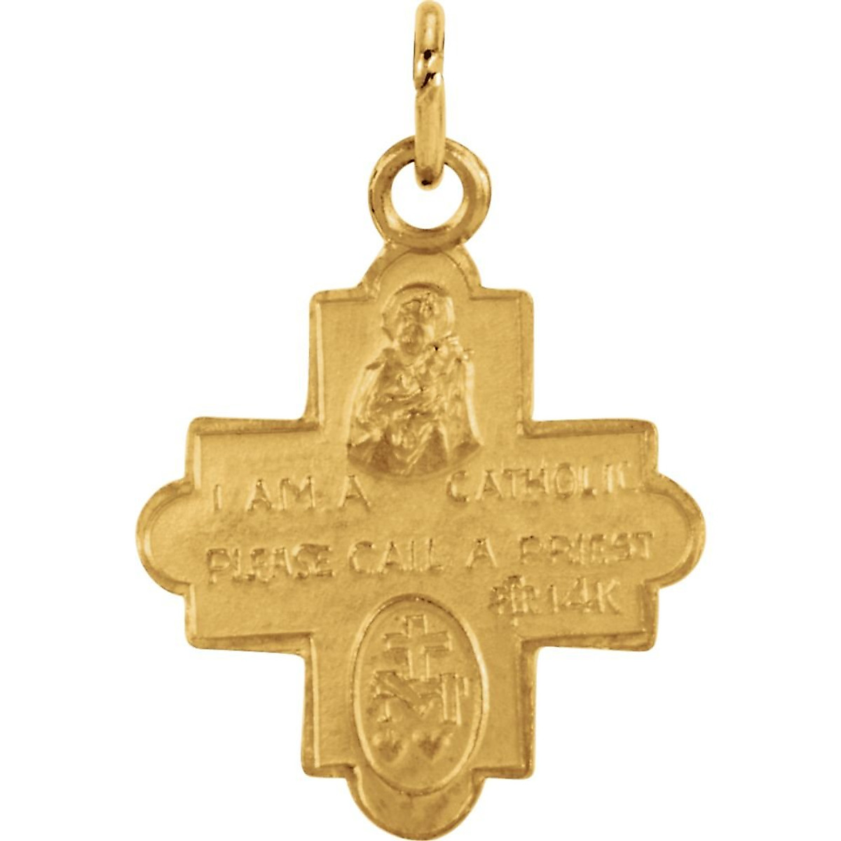 Bonyak Jewelry 14k Yellow Gold 12x12 mm Four-Way Cross Medal (Petite Size)