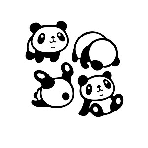 Set of 4 Vinyl Wall Art Decal - Little Pandas - from 7" x 7" Each - Super Cute Cool Adhesive Sticker Animal Design for Baby Kids Room Nursery Playroom Bedroom Bathroom Classroom Decor