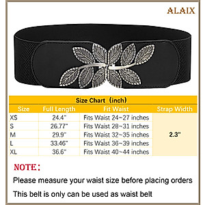 ALAIX Women's Stretchy Belt for Dresses Jumpsuit Coat Belt Vintage Elastic Wide Leaf Waist Belt Waistband