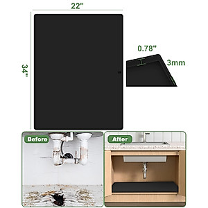 Under Sink Mat Waterproof 28"x22" Kitchen Cabinet Mat - Silicone Under Sink Liner Drip Tray with Drain Hole for The Kitchen, Bath, and Laundry Cabinets
