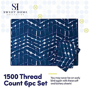 Queen Sheets Printed - 6 Piece 1500 Supreme Collection Fine Brushed Microfiber Deep Pocket Queen Sheet Set Bedding - 2 Extra Pillow Cases, Great Value, Queen, Monroe