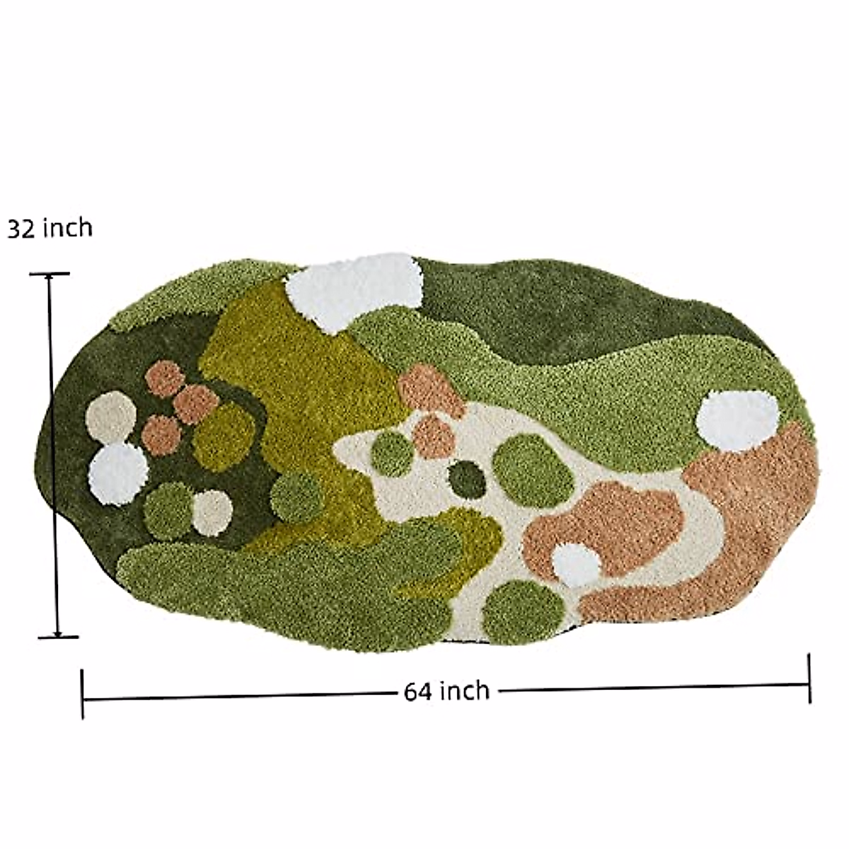 KOYPEM Moss Rug 3D Stereo for Living Room Green Carpet Bedroom Bedside Floor Mat Anti-Slip Modern Shaggy Rugs Home Decor 32x64 in
