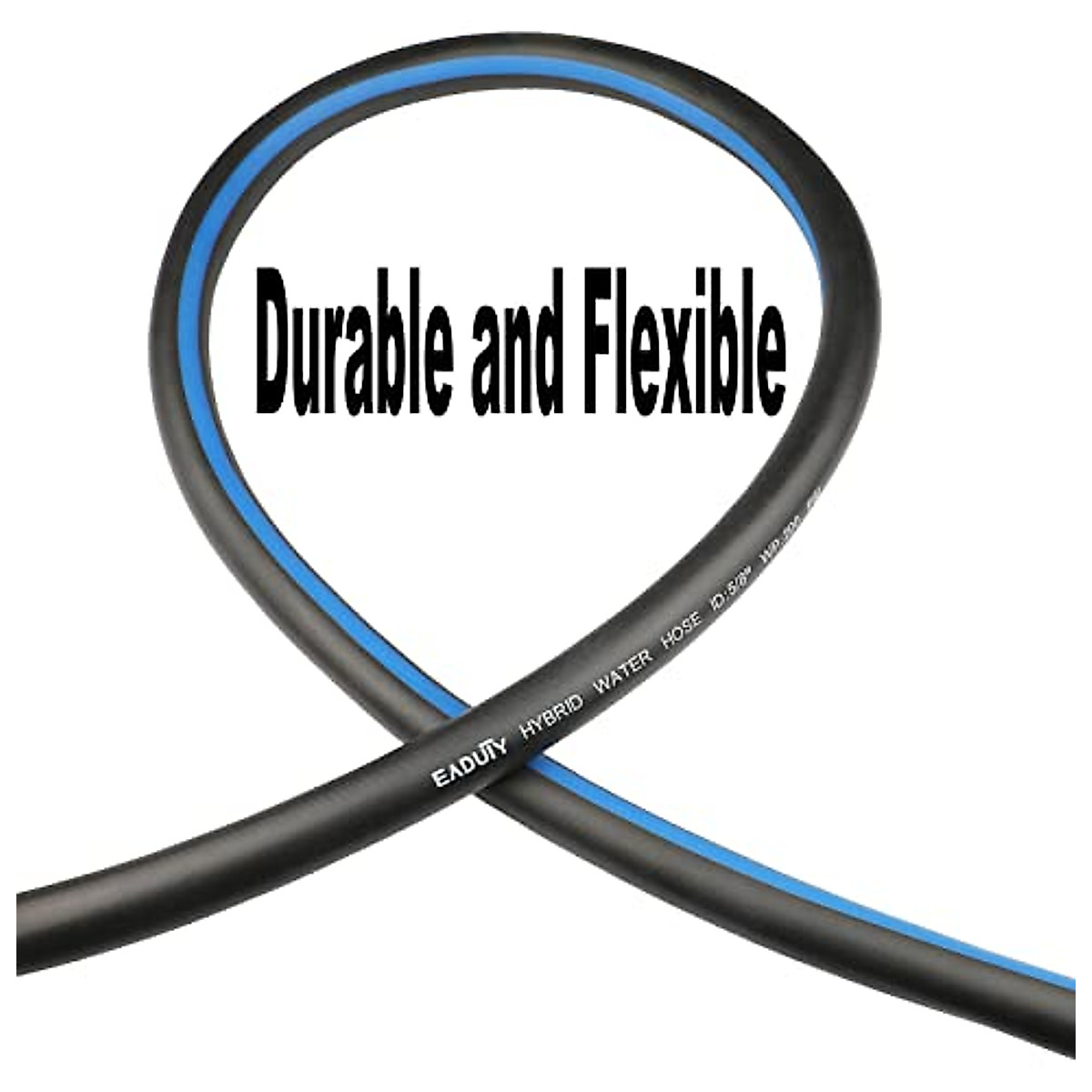 EADUTY Hybrid Lead In Garden Hose 5/8 IN. x 6 FT, Heavy Duty, Lightweight, Flexible with Swivel Grip Handle and Solid Brass Fittings, Gray+Blue