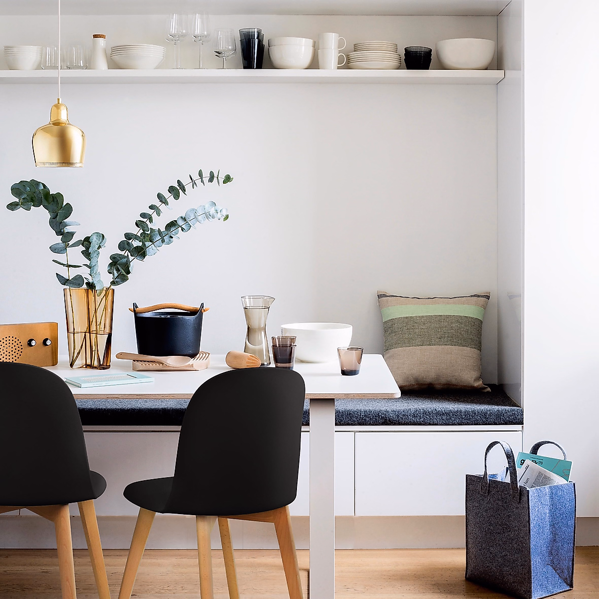 2xhome Modern Armless Dining Chair Plastic Shell Seat with Wooden Legs | Indoor or Outdoor Use | Home Kitchen Patio, Black