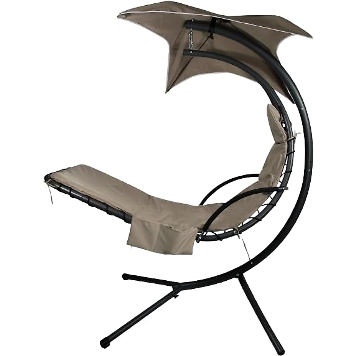 BASANOB Outdoor Hanging Lounge Chair Replacement Cushion Cover and Umbrella Fabric, Patio Curved Chaise Hammock Floating Swing Chair Pads (Cushion Not Included) (Coffee)