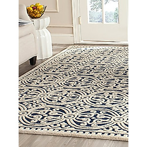 SAFAVIEH Cambridge Collection 8' x 10' Navy Blue/Ivory CAM123G Handmade Moroccan Premium Wool Area Rug