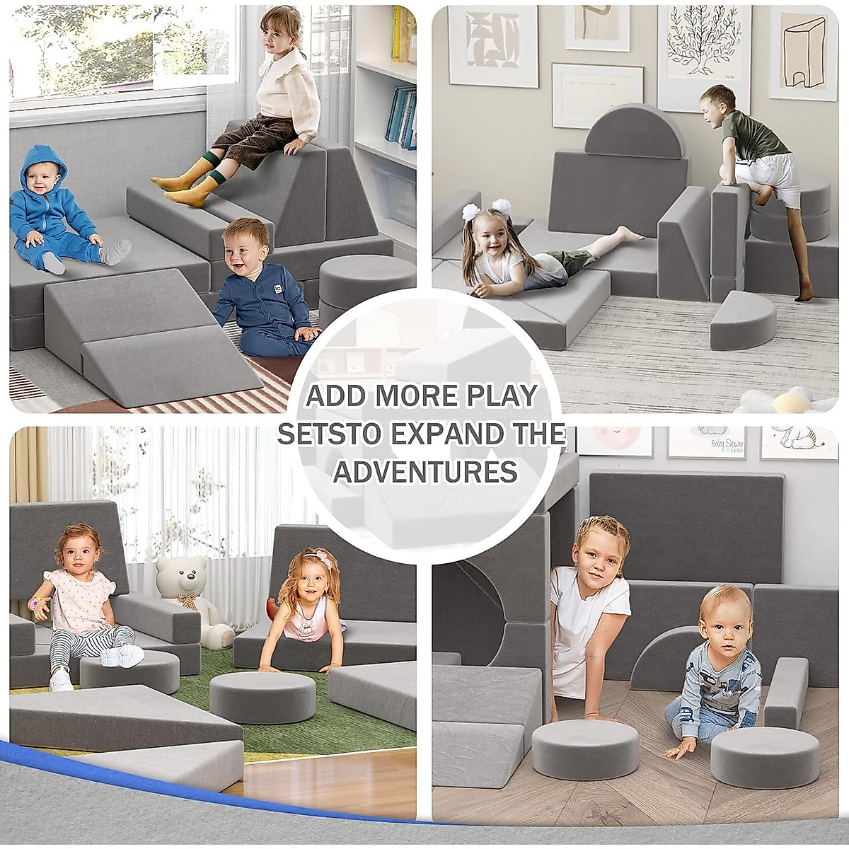Yaofala Kids Couch, 15 PCS Certified Modular Toddler Couch Kids Play Couch, Child Sectional DIY Sofa Couch for Playroom Bedroom Living Rooms, Convertible Foam and Floor Cushion for Gift