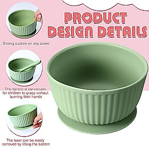 Jinei 6 Pack Baby Silicone Suction Bowls with Spoon Baby Led Weaning Food Bowl Toddler Food Storage Bowl Dishwasher Microwave Safe Feeding Set