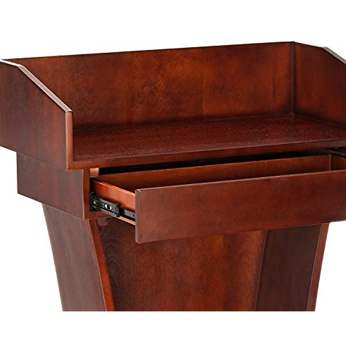 Adir Podium Stand Wood - Height 37.5" Pulpits for Churches, Reception Desk Lectern with Spacious Drawer for Hotels, Seminars, Weddings, and Classrooms (Mahogany)