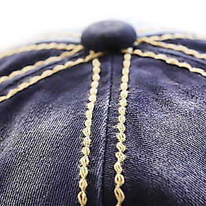 Mens Baseball Cap Vintage Cotton Washed Distressed Hats Rivets Adjustable Dad-Hat Khaki