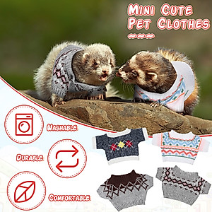 Mixweer 4 Pcs Ferret Clothes Hamster Sweater Guinea Pig Clothes Bunny Costume Knitted Sweatshirt for Warm Winter Christmas Vest Clothing Ferret Accessories Kit Small Animal Outfit (Rhombus Style)