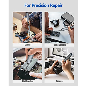 Mini Electric Screwdriver Set Upgraded: UnaMela Small Electric Precision Screwdriver Cordless - 30 S2 Bits, 3 Torque Settings, 4 LED Lights, Power Screwdriver Repair Tool Kit for PC RC Electronics