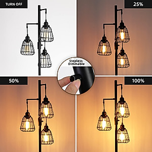 9MMML 68” Living Room Floor Lamp, Industrial Farmhouse 3 Teardrop Cage Standing Lamp,Black Tall Floor Lamp for Bedroom Office, 3 LED Edison Bulbs Included