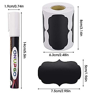 ONUPGO Chalkboard Labels-180pcs Waterproof Reusable Blackboard Stickers with 1 Liquid Chalk Marker for Mason Jars, Parties Decoration, Craft Rooms, Weddings, Storage, Organize Your Home & Kitchen