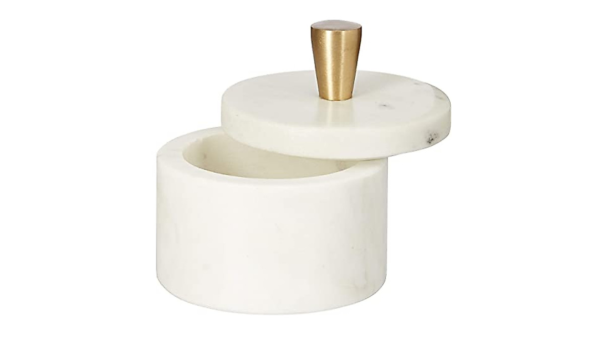 Queenza White Marble Salt Cellar with Lid - 3 Inch
